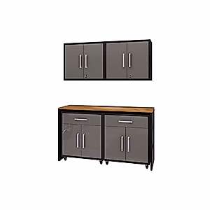 Manhattan Comfort Eiffel Garage Cabinets and Storage System, Set of 5, White