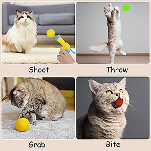 C-PASSION Cat Toy Ball Launcher Gun,Cat Fetch Toy Gun Shooter,Plush Ball Shooting Gun with 30Pcs Plush Balls,Toys Interactive for Indoor Cats Enhances Exercise,Cute Kitten Kitty Toys