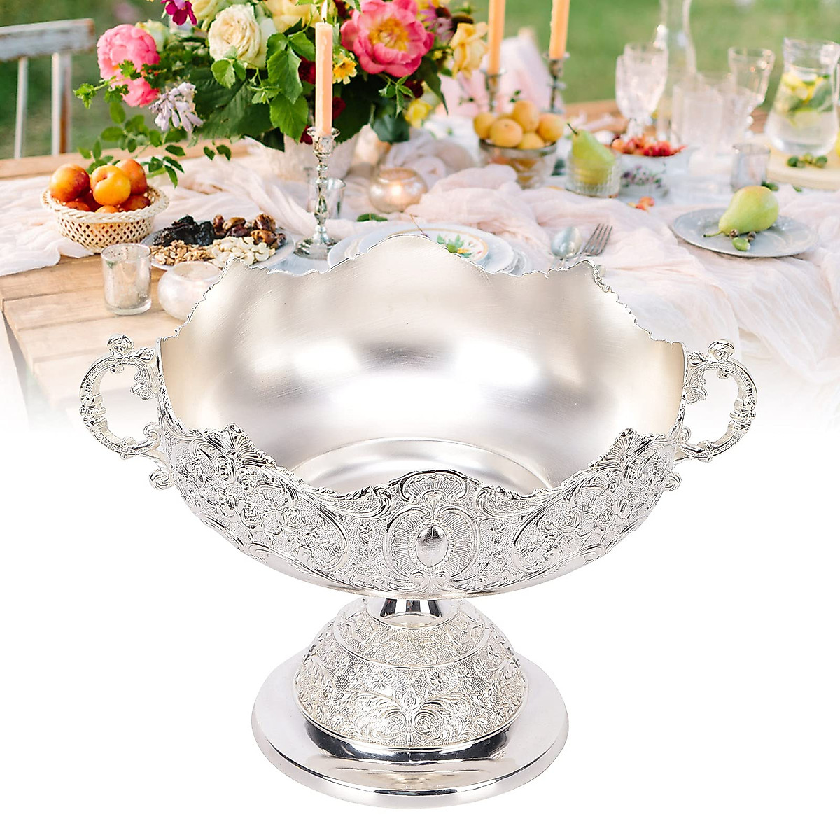 YYOYY European Creative Retro Fruit Plate Tray, Zinc Alloy Material Sturdy Durable Fruit Plate Tray for Living Room Kitchen Storage