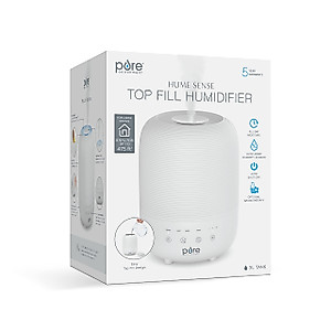 Pure Enrichment HUME Sense Top Fill Humidifier -Auto Mode Humidity Sensor, 3 Mist Settings, Patented Magnetic Suspension, Optional Night Light, Optional Aromatherapy, Sleep Mode & Auto Shut-Off