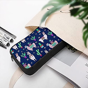 Llama with Cactus Pattern Pencil Case Makeup Bag Big Capacity Pouch Organizer for Office College