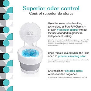 PurePail Go Portable Diaper Pail — White — Superior Odor Control with No Added Fragrance — Collapses for On-The-Go — Compact & Space-Saving