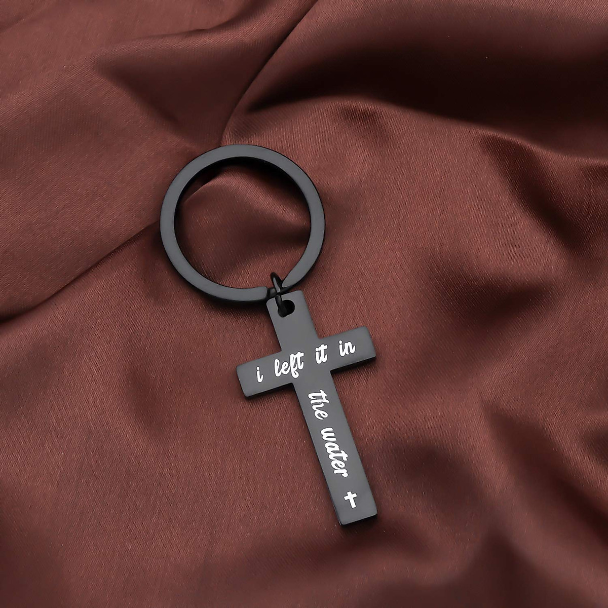 I Left it in The Water Keychain Bless Cross Keychain Baptism Gift Religious Jewelry Christian Cross Gift (KB-I Left it in The Water)