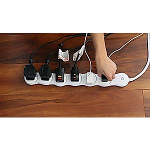 QUIRKY PIVOT POWER 2.0, 6 OUTLET FLEXIBLE SURGE PROTECTOR, WHITE