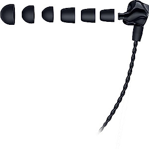Razer Moray in-Ear Monitor for Streaming: Hybrid Dual Driver Acoustic Design - Ergonomic Low Profile Shape - Passive Noice Isolation - Braided Over-Ear Wires - Custom Ear Tips & Carrying Case - Black