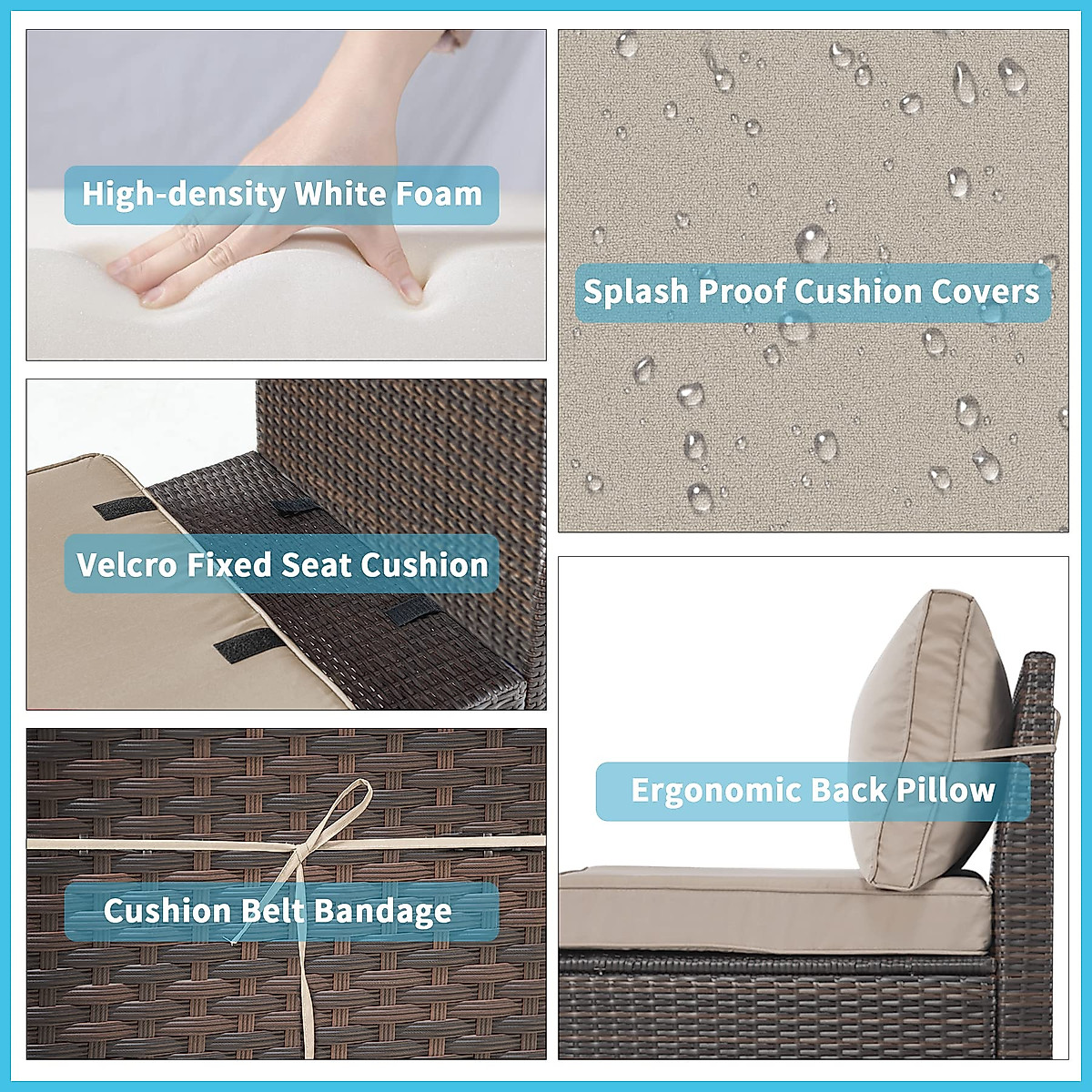 ASJMR Outdoor Patio Furniture Set with Gas Fire Pit Table, 13 Pieces Outdoor Furniture Set Patio Sectional Sofa w/43in Propane Fire Pit, PE Wicker Rattan Patio Conversation Sets (Sand)