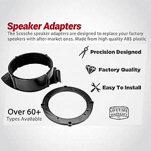 Scosche Compatible with Select 2007 to 2019 Acura & 2006 to 2017 Honda Vehicles 6.5” - 6.75” Speaker Adapters (1 Pair) SAHC634