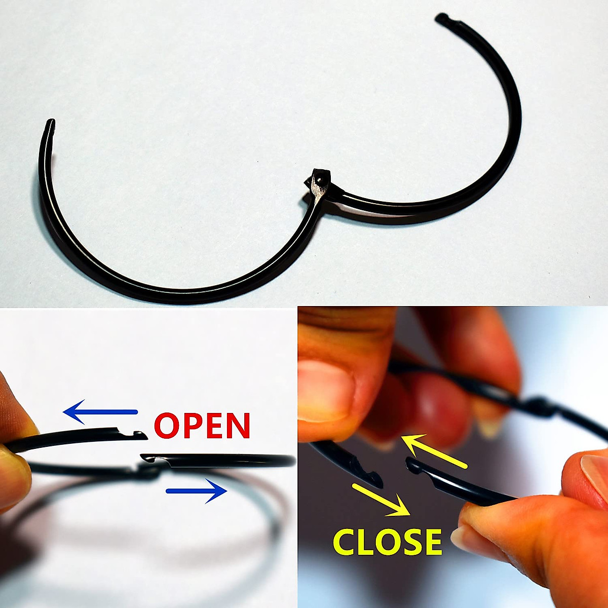 Black Shower Curtain Rings 2 Inch (12 Pack) Metal Round Ring Rustproof for Bathroom Rod