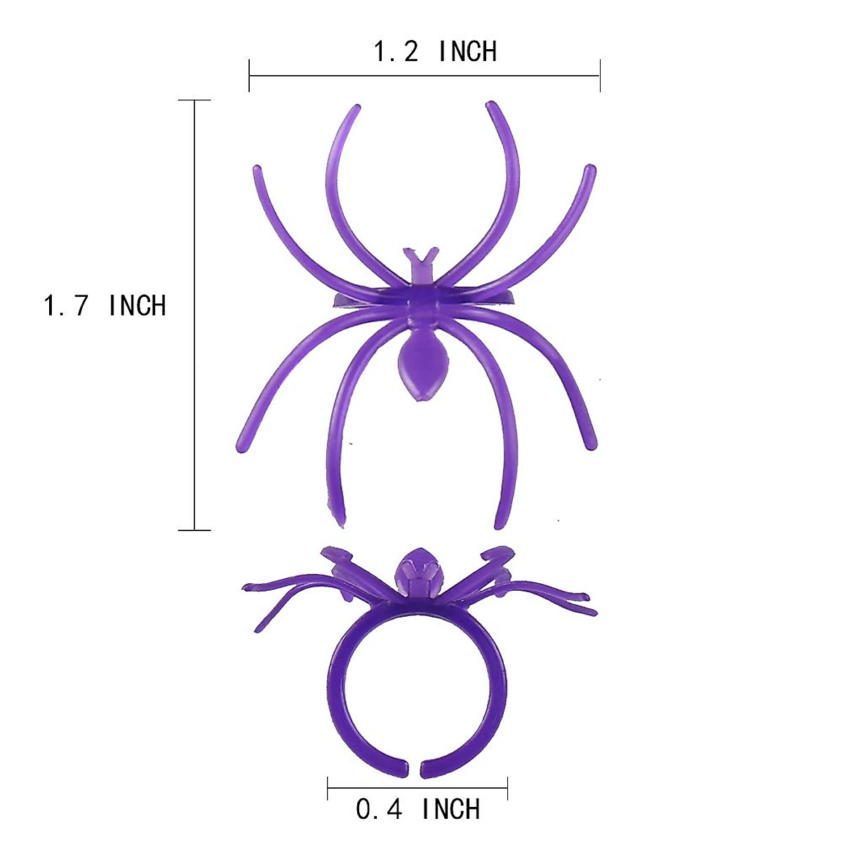 Crazy Night Halloween Spider Rings Plastic Cupcake Topper Halloween Party Favors -144 pcs (Multicolored)