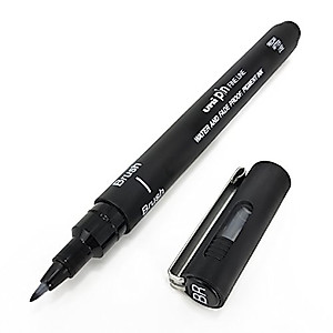 Uni Pin Fineliner Drawing Pen - Black - Brush Nib - Pack of 3