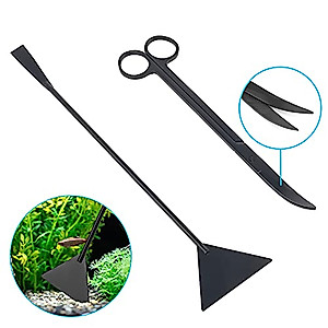 Trabulate zhuohua Aquarium Aquascape Plant Tools Kits,Including Stainless Steel Black Aquarium Scissor Tweezers Spatula Tool and Flexible Pipe Cleaner with Stainless Steel Long Tube Cleaning Brush