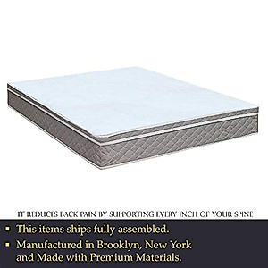 Mattress Solution Fully Assembled Orthopedic Back Support Plush Mattress and 8" Semi Flex Box Spring/Foundation Set, Tomorrow Dream Collection, Beige Color, Full XL
