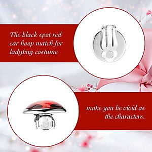 Hicarer 6 Pairs Ladybug Clip on Earrings No Pierced Black Spot Red Enamel Beetle Earrings for Women Halloween Costume