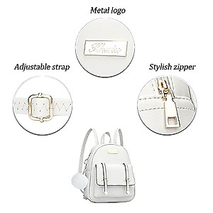 KKXIU Women Small Backpack Purse Convertible Leather Mini Daypacks Crossbody Shoulder Bag (White)