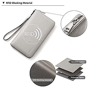 BOSTANTEN Leather Bucket Handbag Designer Hobo Shoulder Handbags Set with Clutch Purses Bundle with Leather Wallets for Women RFID Blocking Zip Around Credit Card Holder