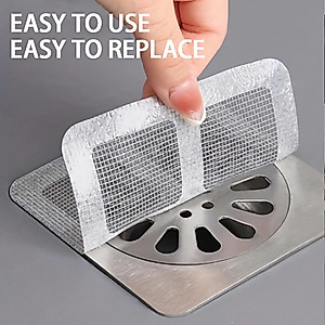 ASOQOLA 30 Pack,4"" X 4"" Disposable Shower Drain Cover, Hair Catcher Shower Drain Mesh Stickers, Bathroom, Laundry, Bathtub, Kitchen, Sink for Human and Pet Hair (30 PCS), Gray, ZZDLT-30P