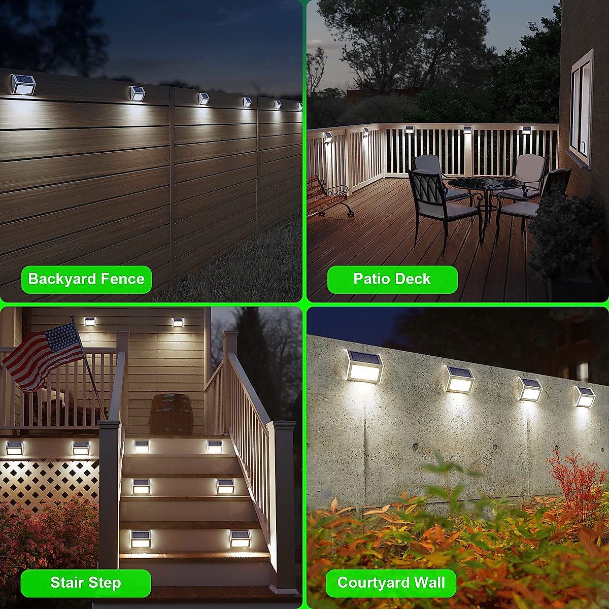 JSOT Solar Outdoor Lights, 12 Pack Solar Fence Lights, Deck Lights, Solar Powered Waterproof Outside Lighting for Garden Backyard Patio Yard Stair Step Wall Railing Post, Cool Light