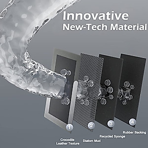 Kmson 2 Piece Bath Mat Set Bathroom Rugs with U-Shaped Mat, Napa Skin Non Slip Ultra Soft and Super Absorbent Diatomite Bath Carpet, Dirt Barrier Quick Dry Floor Door Mat Kitchen Rug Grey