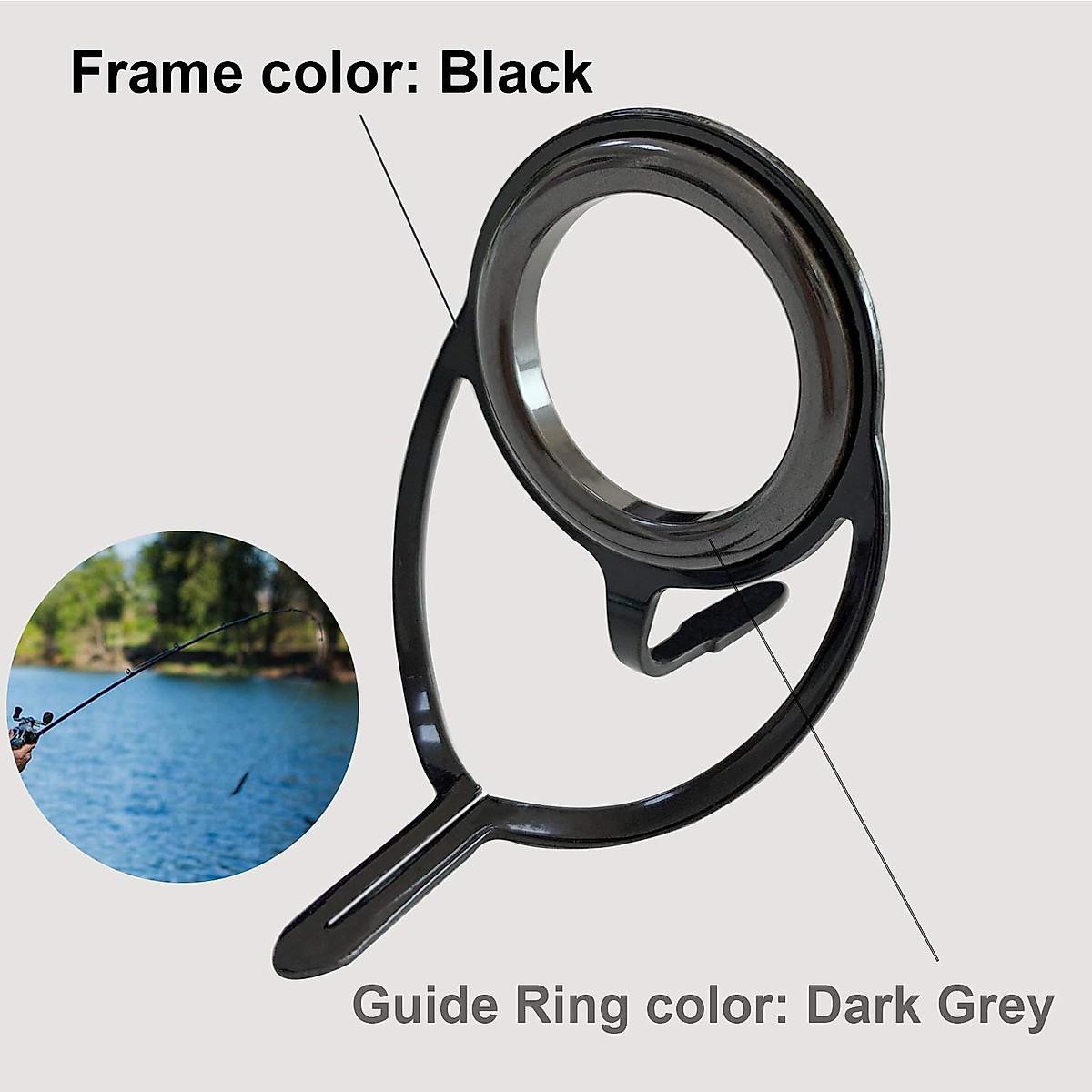 THKFISH Fishing Rod Guides Fishing Rod Repair Kit Baitcasting/Spinning Rod Guides Ceramics Stainless Steel Carbon Guide Repair Black- Frame 75pcs