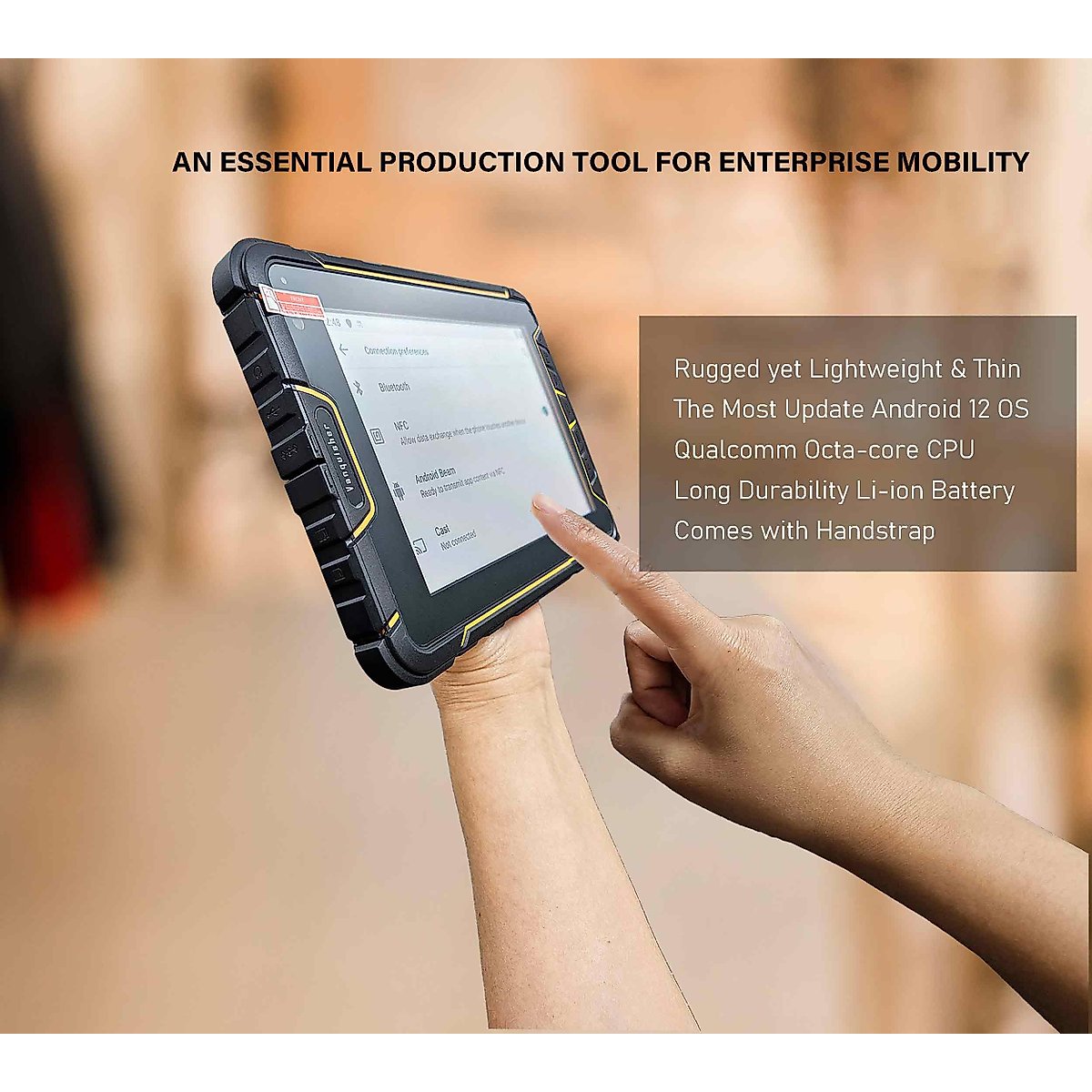 Rugged Enterprise Tablet with Barcode Scanner | Android 12 OS | 7-inch Big Touch Screen | with Honeywell N6603 2D Bar Code Reader Scan Engine, WiFi & 4G LTE, for Warehouse Inventory & Stock Control