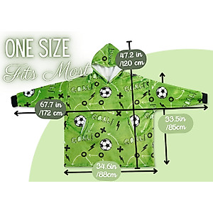 Soccer Gifts for Men, Boys, Girls, Wearable Blanket Hoodie, Oversized Flannel Hooded Blanket, Plush, Cozy, Warm, Soft, One Size