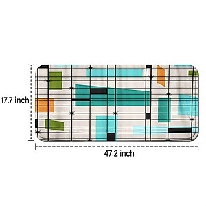 Mid Retro Grid and Starbursts Orange Century Modern Anti Fatigue Kitchen Mat Comfort Floor Mats Non-Slip Oil Stain Resistant Easy to Clean Kitchen Rug