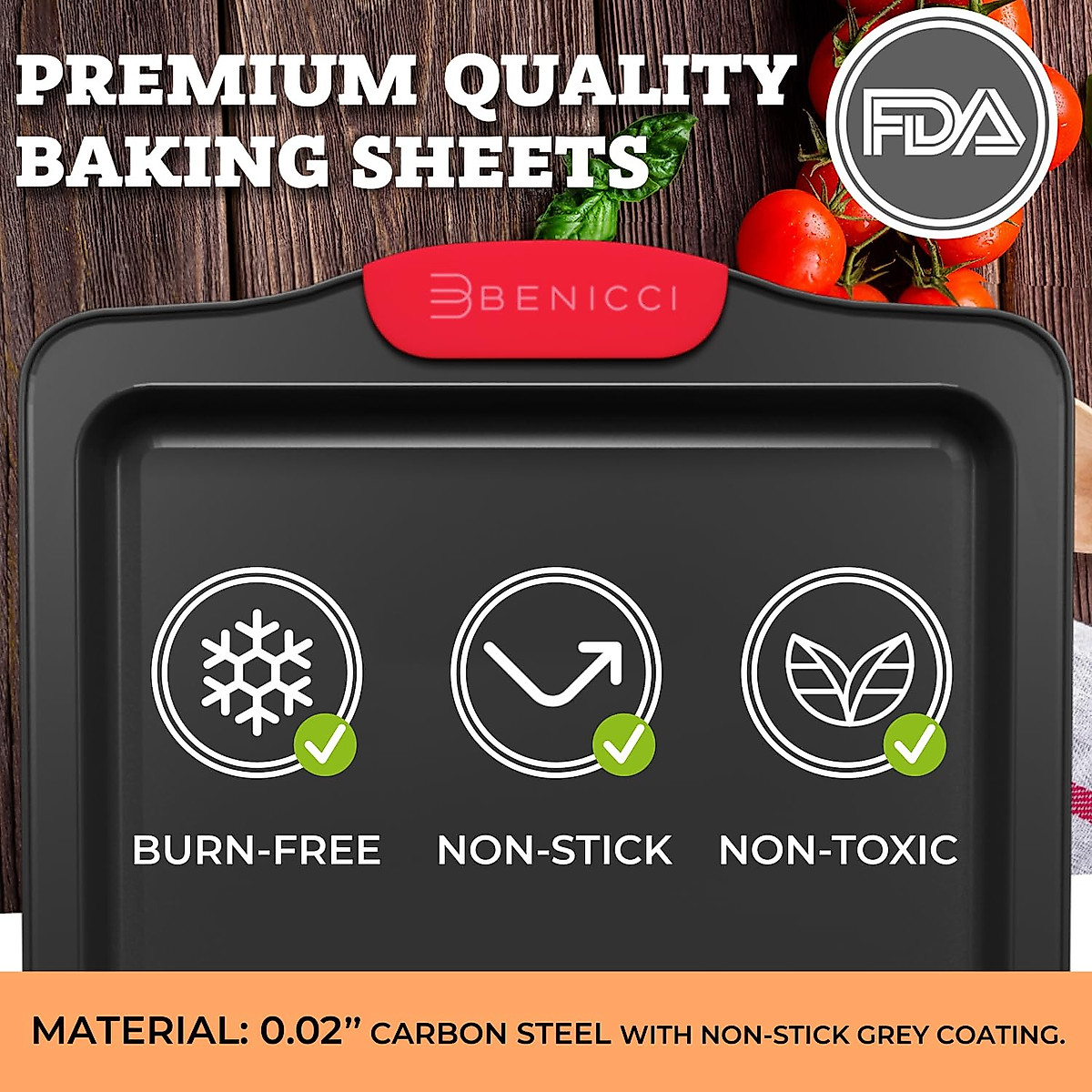 Premium Non-Stick Baking Sheets Set of 3 - Deluxe BPA Free, Easy to Clean Racks w/ Silicone Handles - Bakeware Pans for Cooking Baking Roasting - Lets You Bake The Perfect Cookie or Pastry Every Time