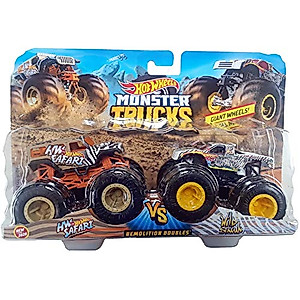 Hot Wheels Monster Trucks Demolition Doubles HW Safari VS Wild Streak 1:64 Scale