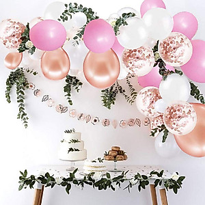 50pcs Rose Gold White Pink Balloons, 12 Inch Rose Gold Confetti Balloons Latex Party Balloons for Birthday Parties Wedding Graduation Anniversary Party Decorations.…