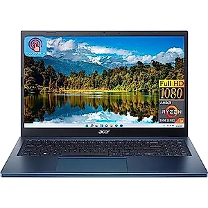 acer 2023 Newest Aspire 3 Laptop, 15.6” FHD IPS Touchscreen Display, AMD Ryzen 5 7520U Processor (Beats i7-1165G7), 8GB RAM, 512GB SSD, AMD Radeon Graphics, Wi-Fi 6, Windows 11 Home, Steam Blue