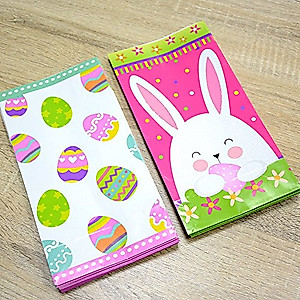 Easter Paper Bags for Kids - 20 Pack Easter Egg Bunny Party Bags for Easter Party, Birthday Party, White/Red Style by Lucky Party