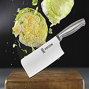 ADCODK Cleaver Knife-Chinese Chef Sharp Knife Butcher Vegetable Meat Cutting Slicing Asian Kitchen Knife Stainless Steel Hollow Handle