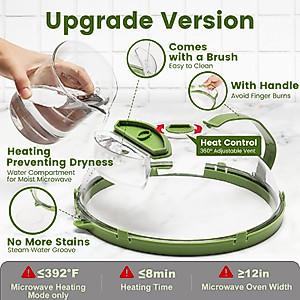 Microwave Splatter Cover With Steam Vent 10 In - Clear Microwave Cover With Water Steamer, Microwave Cover For Food Bpa-Free, Microwave Food Cover With Vents And Water Storage Box