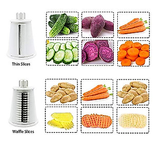 VEKAYA 5 in 1 Rotary Cheese Grater with Handle [5 Interchangeable Stainless Steel Blades] Cheese Shredder Food Vegetable Grader Hand Crank Grater for Kitchen Gift with Bonus Storage Box for Blades