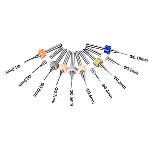 uxcell PCB Drill Bits 0.15mm-1.0mm Tungsten Carbide Rotary Tool Jewelry CNC Engraving Print Circuit Board Micro Drill Bits 1/8 Inch Shank 2 Set (20 Pcs)