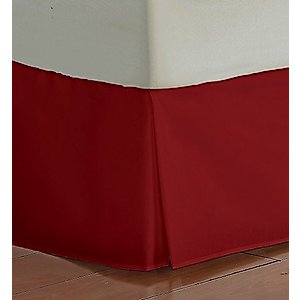 LinenHouse Luxury Hotel 400-Thread-Count 100% Egyptian Cotton Twin Extra-Long 1 Piece Bed Skirt with 19" Drop Lenth, Red