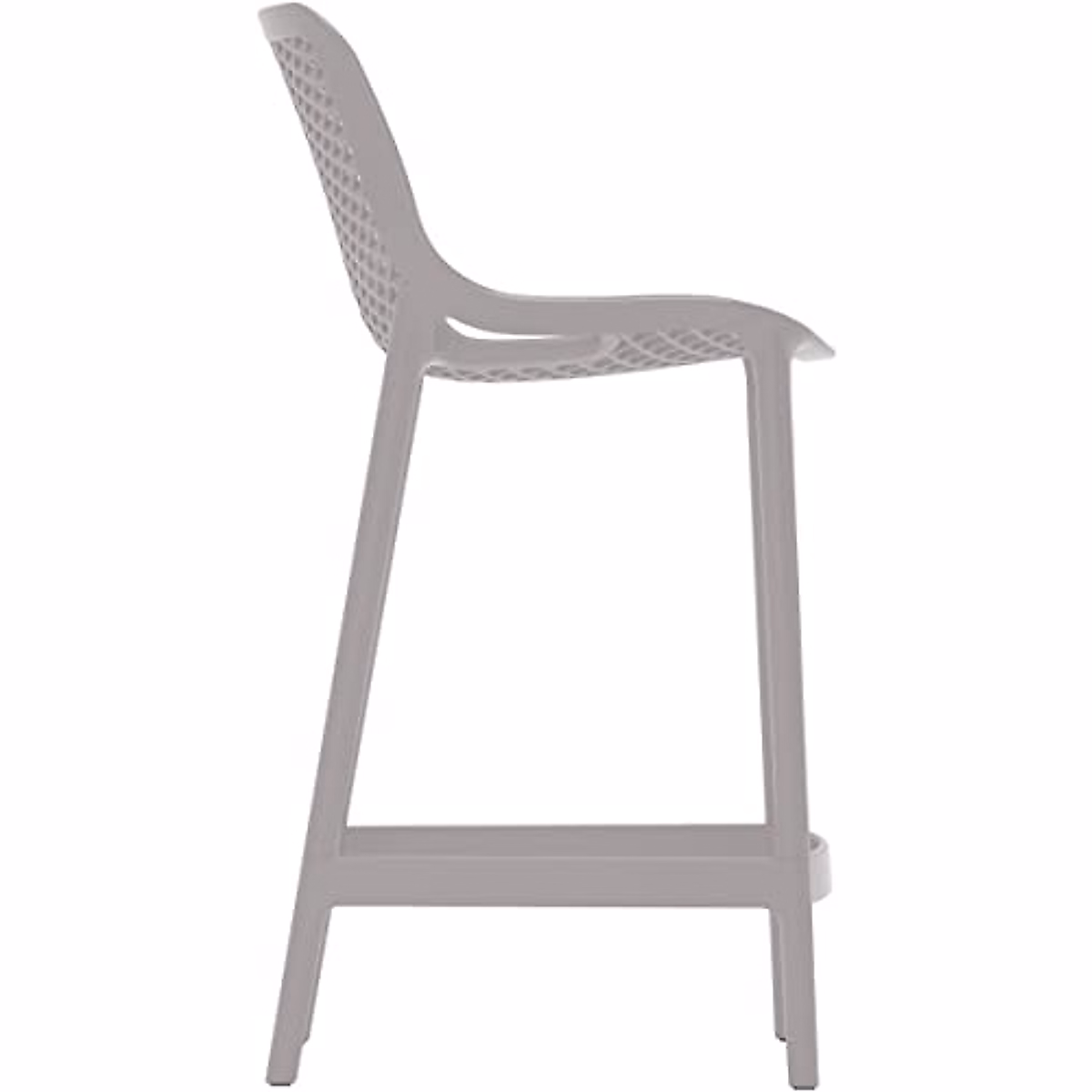 Meridian Furniture 330Grey Mykonos Collection Modern | Contemporary Outdoor Patio Stool with Grey Polypropylene Plastic, Weather Resisting, 17.5" W x 21" D x 38" H, Grey, Set of 4