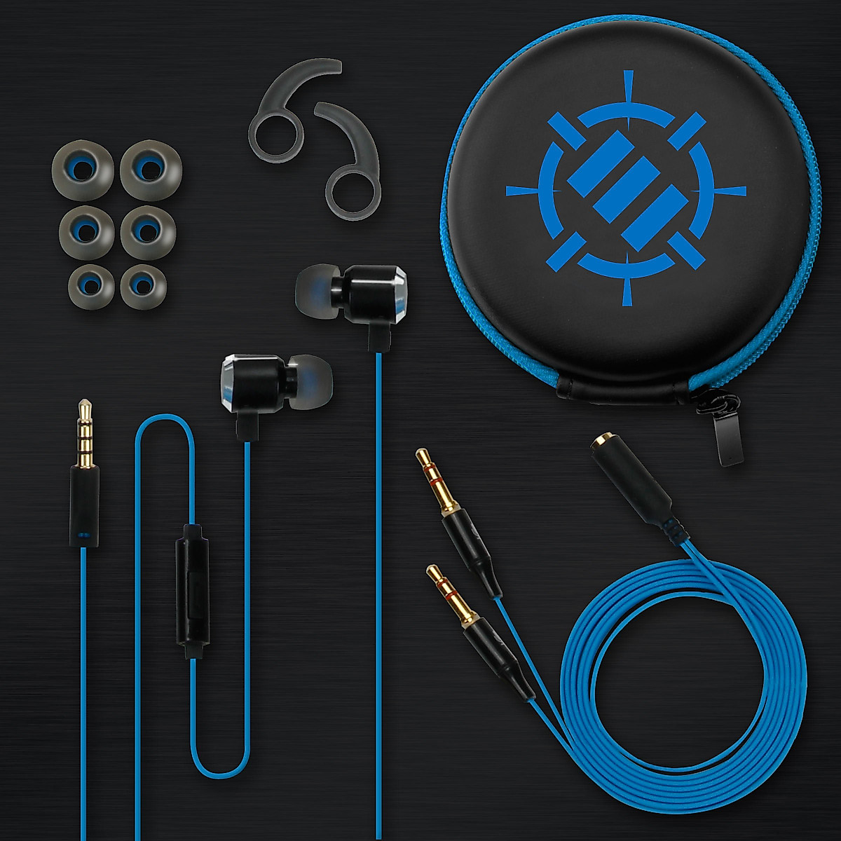 ENHANCE Mobile Gaming Earbuds for PS4, PC, Xbox One & Nintendo Switch with Bass Vibration Feedback & Microphone - Full Metal Housings, Noise Isolating, in Ear Hooks & Tangle Free Cable