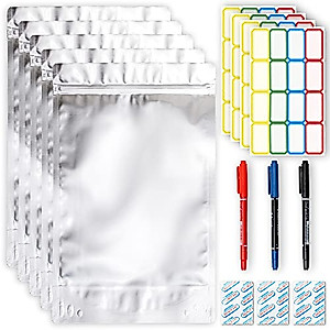 60 Packs 1 Gallon Mylar Bags 7.5 Mil for Food Storage with 400cc Oxygen Absorbers - Stand Up Long Term Food Storage Mylar Bags - Resealable Bags For Food - Gallon Mylar Bags - Large Mylar Ziplock Bags