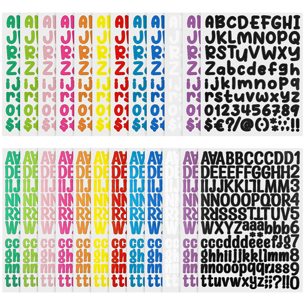 24 Sheets Self Adhesive Vinyl Letters Numbers Kit, Mailbox Stickers Waterproof Letter Stickers Sticky Address Number DIY Nmber Decal for Window Door Car Guitar, 12 Colors(Vivid Style)