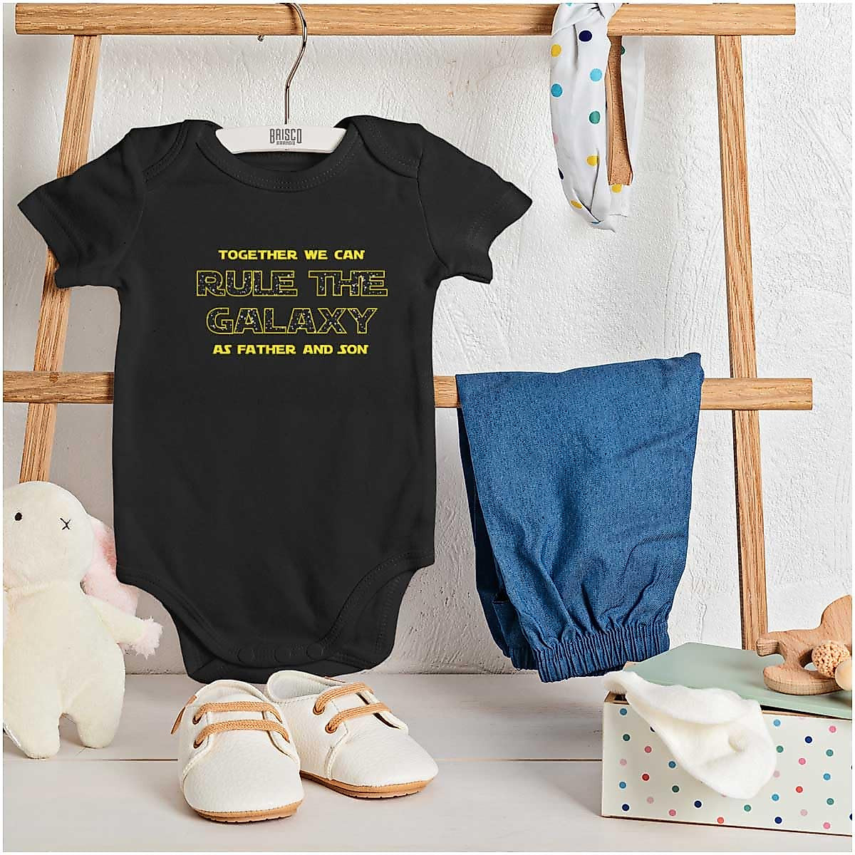 Brisco Brands Together We Rule Galaxy Father Son Baby Romper Boys or Girls