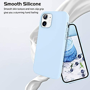DOMAVER iPhone 12 Case, iPhone 12 Pro Case Liquid Silicone Soft Gel Rubber Microfiber Lining Cushion Protective Cover for iPhone 12/12 Pro 5G -6.1 Inch, Light Blue