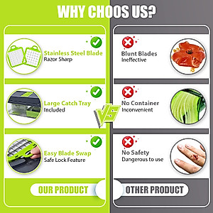 vegetable chopper, 12 in 1 Hand Held Multifunctional vegetable cutter, fruits slicer and egg white separator