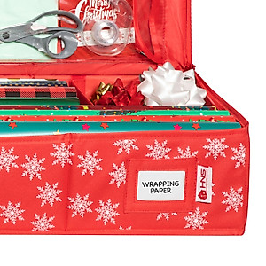 Wrapping Paper Storage Container – Fits up to 27 Rolls 1 3/8” Diam. - Underbed Gift Wrap Organizer Bags, Wrapping Paper Rolls, Ribbon, and Bows - Under Bed- Durable Material 600D - Up to 40” Rolls
