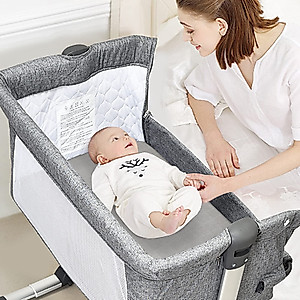 Muslin Bedside Sleeper Bassinet Sheets to Fit AMKE, Mika Micky, Baby Delight, Milliard, MiClassic Bassinet, Soft Breathable Viscose Made from Bamboo Bassinet Sheet(34"x21"x5") for Boys Girls, Grey