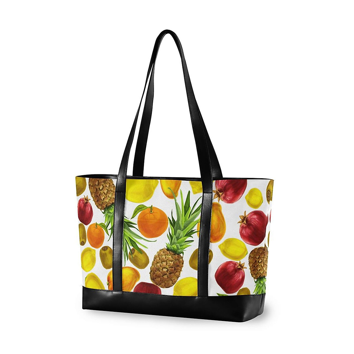 Watercolor Fruits Laptop Tote Bag for Women Work Travel Bag Canvas Teacher Tote Bags Handbags Purse with Fashion Zipper