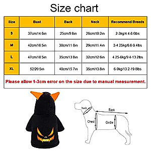 Halloween Dog Costume Pet Puppy Outfits Printed with Evil Pumkin Face Doggie Winter Clothes Sweatshirt Hooded Coat Cat Jumpsuits for Halloween Costume Cosplay Carnival Photography (Small, Black)