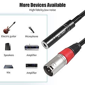 XIUZEN 1/4" to XLR Cable, Balanced 1/4" Female to XLR Male Adapter, Quarter inch(6.35mm) TRS Jack to XLR Male Stereo Audio Interconnect Cord Patch Cable -1.5 feet
