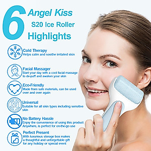 Angel Kiss Ice Roller for Face Eye, Women Gift Idea, Cold Therapy Massager for Reduce Puffiness, Redness, Dark Circles, Tightening Firming, Reduce Wrinkles, Migraine Pain Relief, w/Premium Carry Case