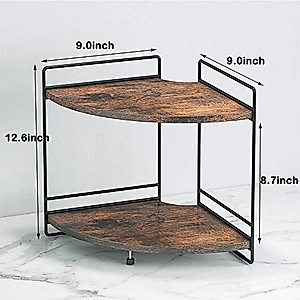 SANRETAHO 2 Tier Corner Shelf, Bathroom Organizer Countertop, Wooden Bathroom Trays for Counter Vanity Organizer, Makeup Cosmetic Storage Shelf, Kitchen Spice Rack, Rustic Brown